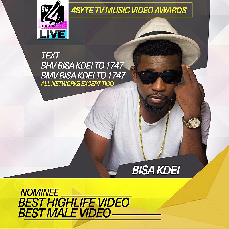 Bisa Kdei Gets Two (2) Nominations At 2015 MTN 4SYTE Music Video Awards