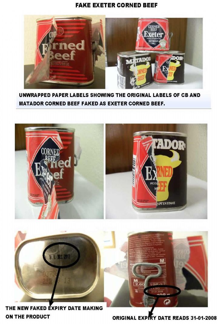 FOOD SAFETY ALERT!!: DISTRIBUTION AND SALE OF FAKE EXETER CORNED BEEF