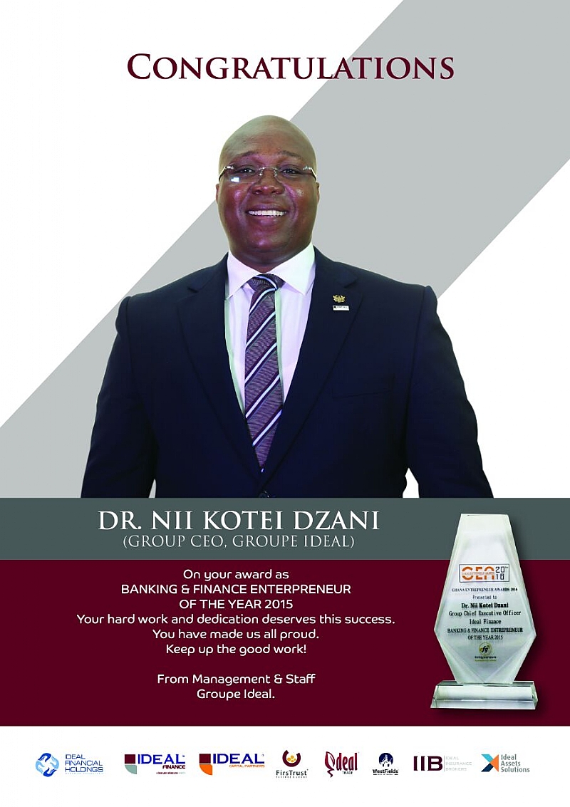 Dr. Nii Kotei Dzani Wins 2015 Banking And Finance Entrepreneur Of The Year