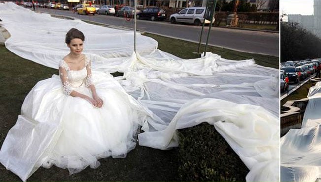 See World’s Longest Wedding Dress Measuring 4,100 Metres
