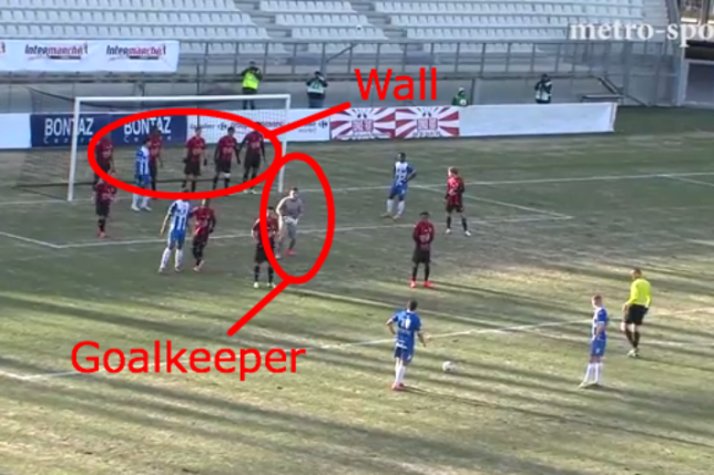 Best defence of freekick? French club put goalkeeper in front of wall ...