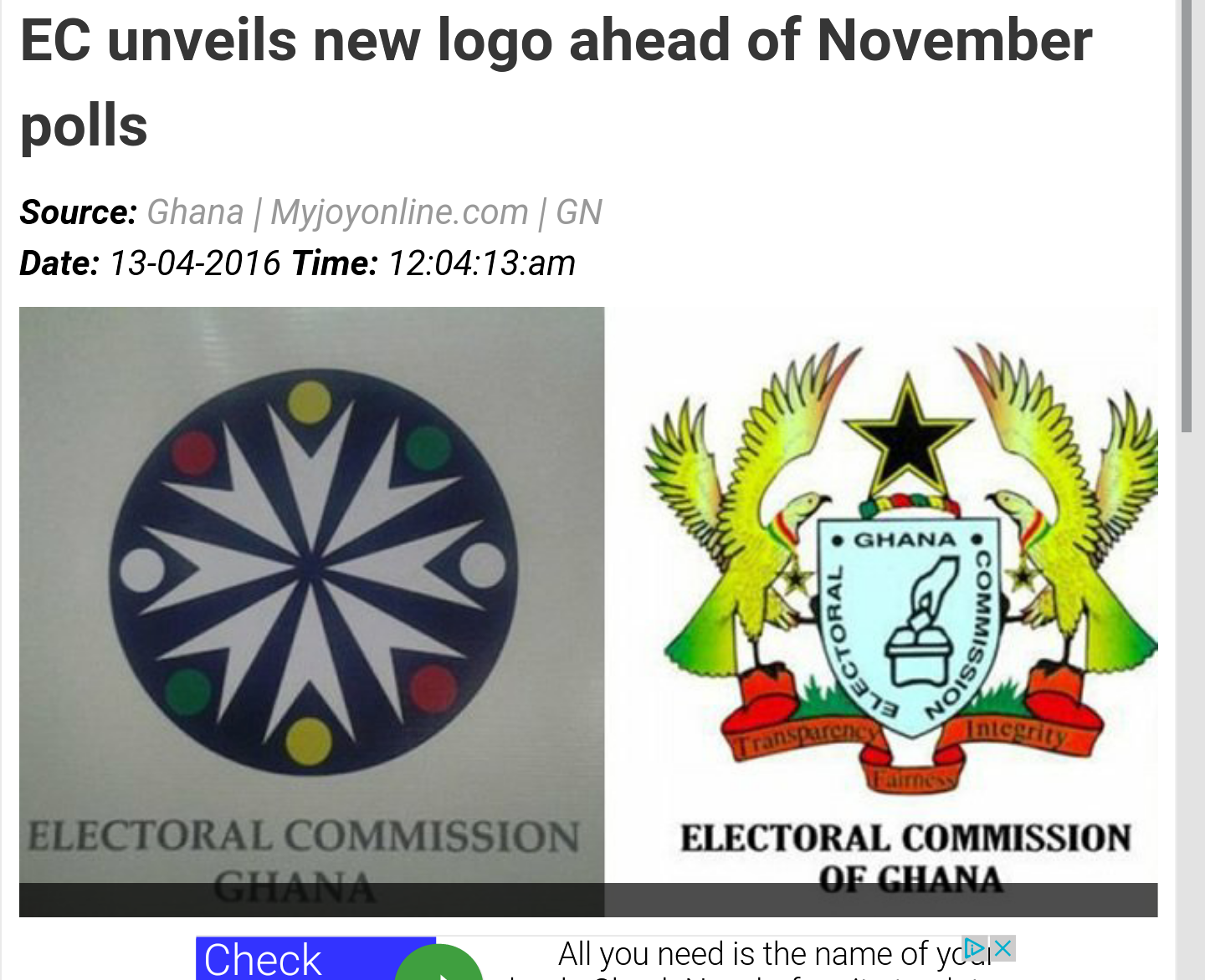 Electoral Commission Unveils Occultic Symbol As Its New Logo.