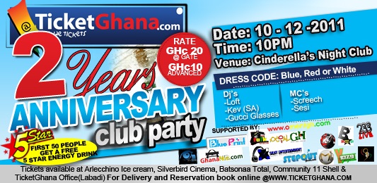 TicketGhana.com 2 year Anniversary Club Party