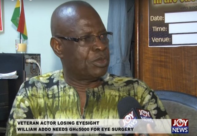 Donations flood in for veteran actor William Addo to save his eyesight