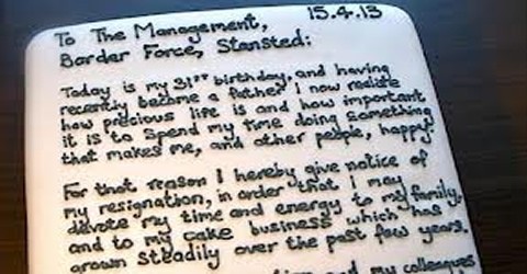 Resignation by cake: the sweetest way to say goodbye