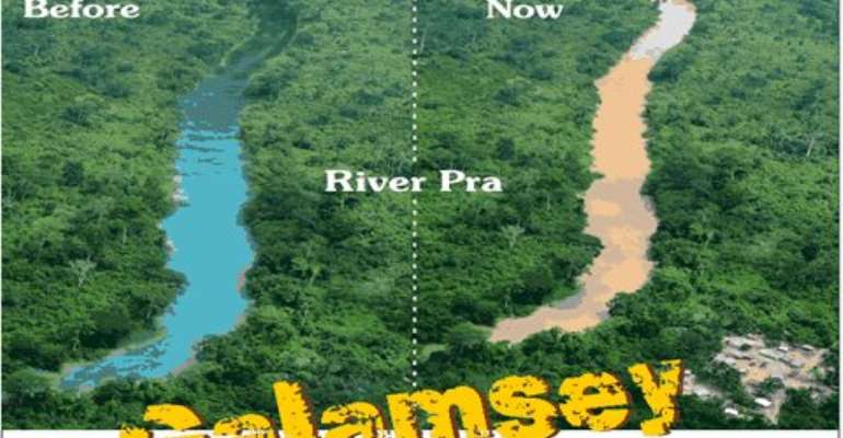 Alluvial mining destroying River Pra