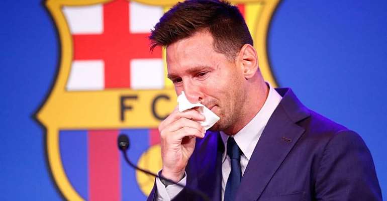 SAD: Lionel Messi shed tears as he bid Barcelona farewell after 21 ...