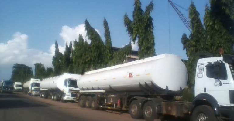 Fuel tanker drivers demonstrate at Kumasi BOST depot