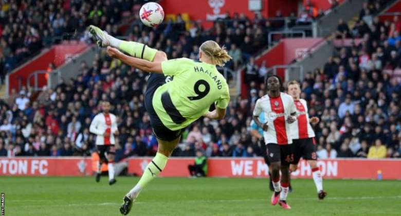 PL: Haaland scores stunning overhead kick as City sweep Saints aside