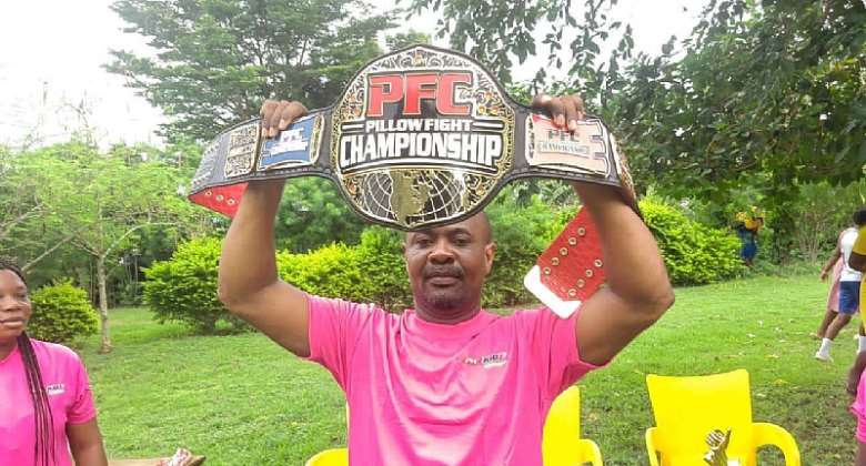Pillow Fight Championship belt doored at AGISS