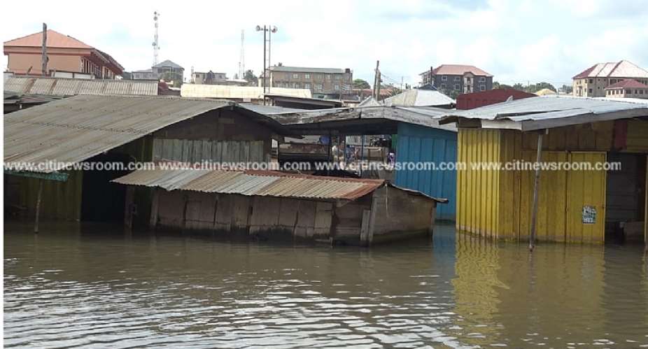 Dambai market, shops, houses, other properties submerged by River Oti