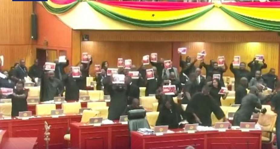 Black-clad Minority caucus stages walkout amid 2025 mid-year budget review