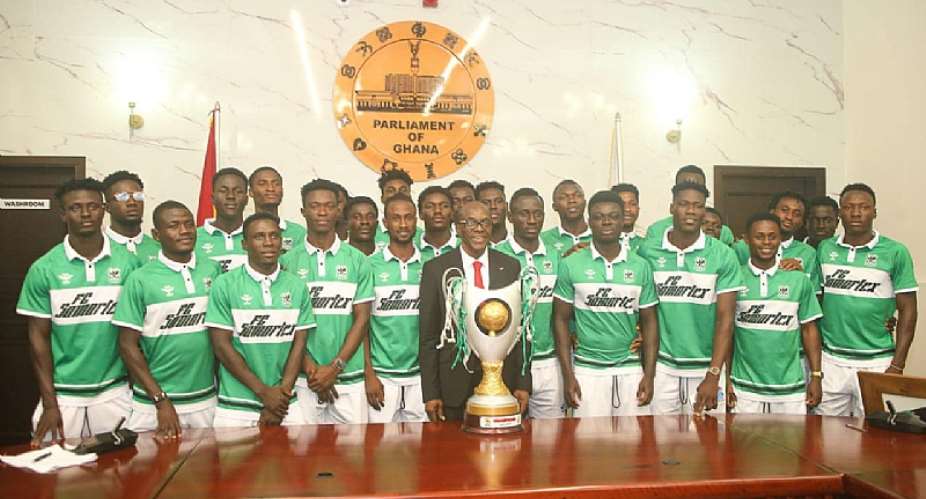 FC Samartex present Ghana Premier League trophy to Speaker of Parliament