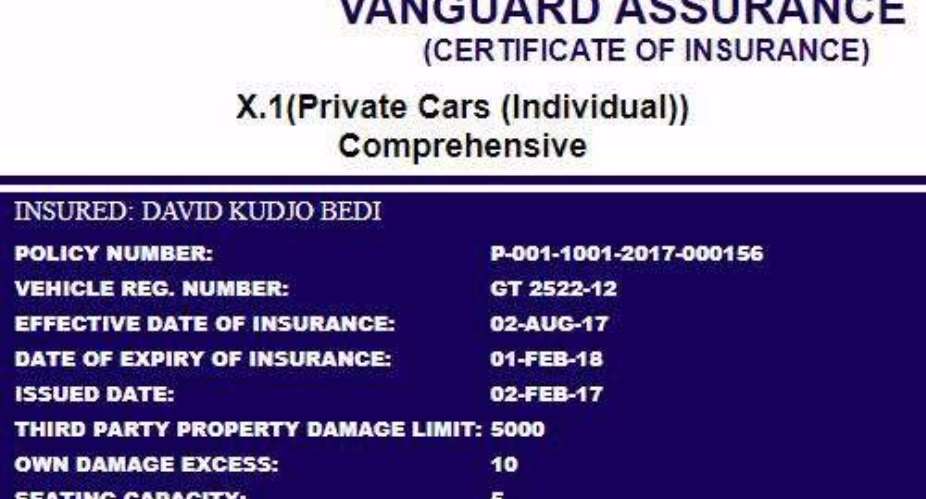 Vanguard Assurance Launches Motor Insurance Certificate Card