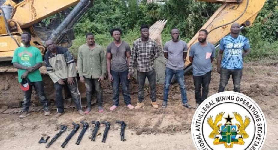 NAIMOS arrest armed illegal miners in Offin Shelterbelt Reserve