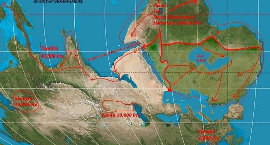The original homelands of the Five Races of Eniyan (Homosapiens)