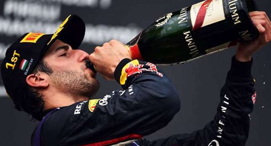 Red Bull's Daniel Ricciardo celebrates Hungarian Grand Prix win