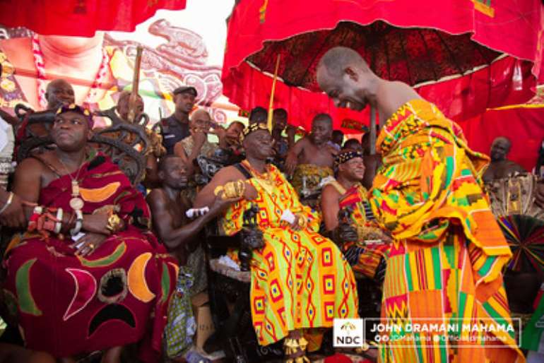 Mahama celebrates with Dormaahene