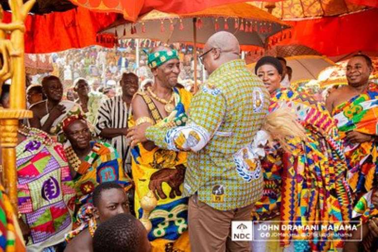 Mahama celebrates with Dormaahene